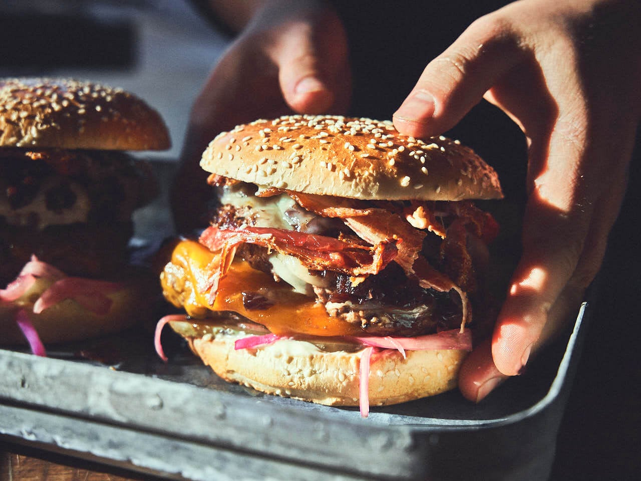 Bacon Burger Maple BBQ Bacon Burger Martin's Famous Potato Rolls And
